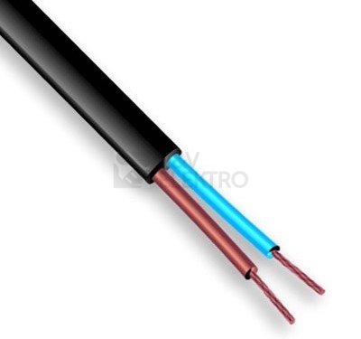 Kabel H03VVH2-F 2x0,75 dvojlinka ovál černá (CYLY 2Dx0,75) | K&V ELEKTRO a.s.